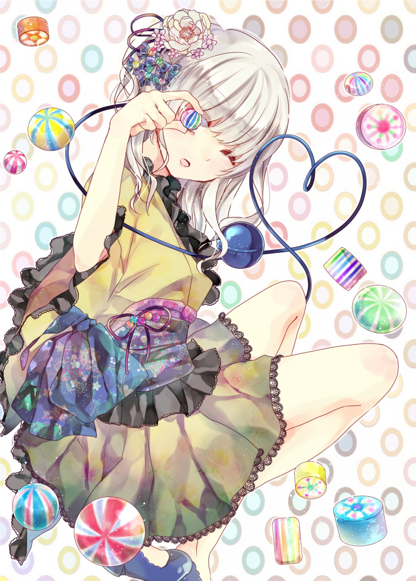 Safebooru - 1girl adapted costume candy floral print flower gingetsu ...