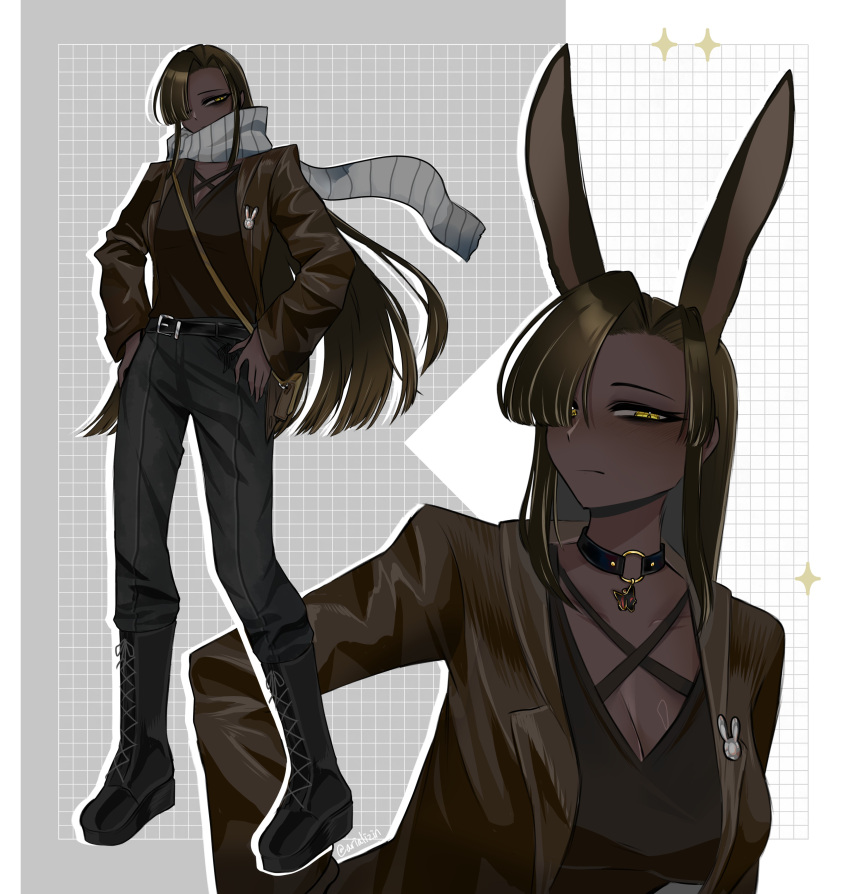 Safebooru - 1girl absurdres alternate costume animal ears arializin bag ...