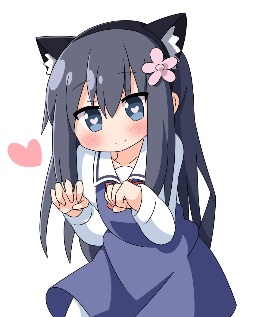 Safebooru - 1girl animal ear fluff animal ears bangs black hair black hairband blue dress blue ...