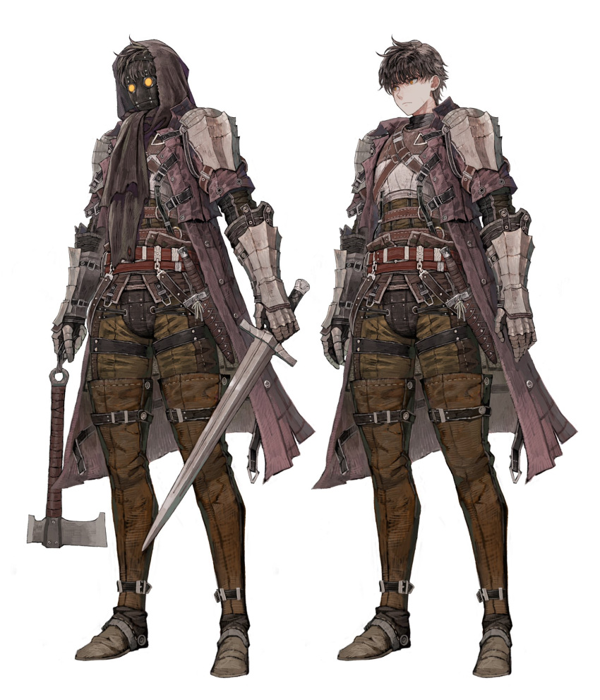 Safebooru - 1boy armor axe bangs belt black hair cloak executioner ...