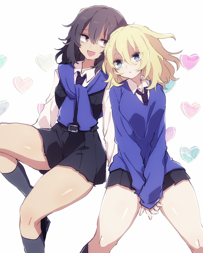 Safebooru - 2girls andou (girls und panzer) bangs bc freedom school uniform black hair blonde ...