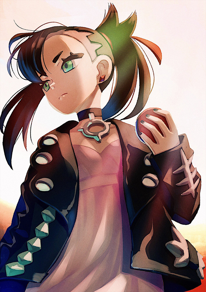 Safebooru - 1girl aqua eyes black hair black nails choker earrings ...