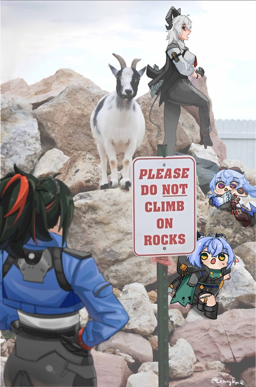 Safebooru - 4girls absurdres black hair blue hair blurry blurry ...