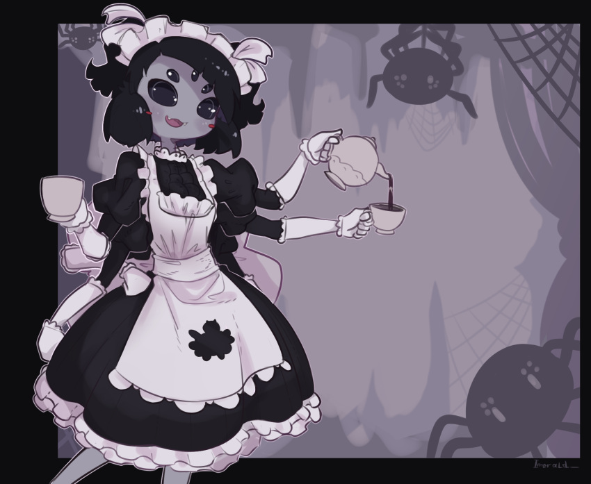 Safebooru - cute fang fangs maid maid dress maid uniform muffet spider ...