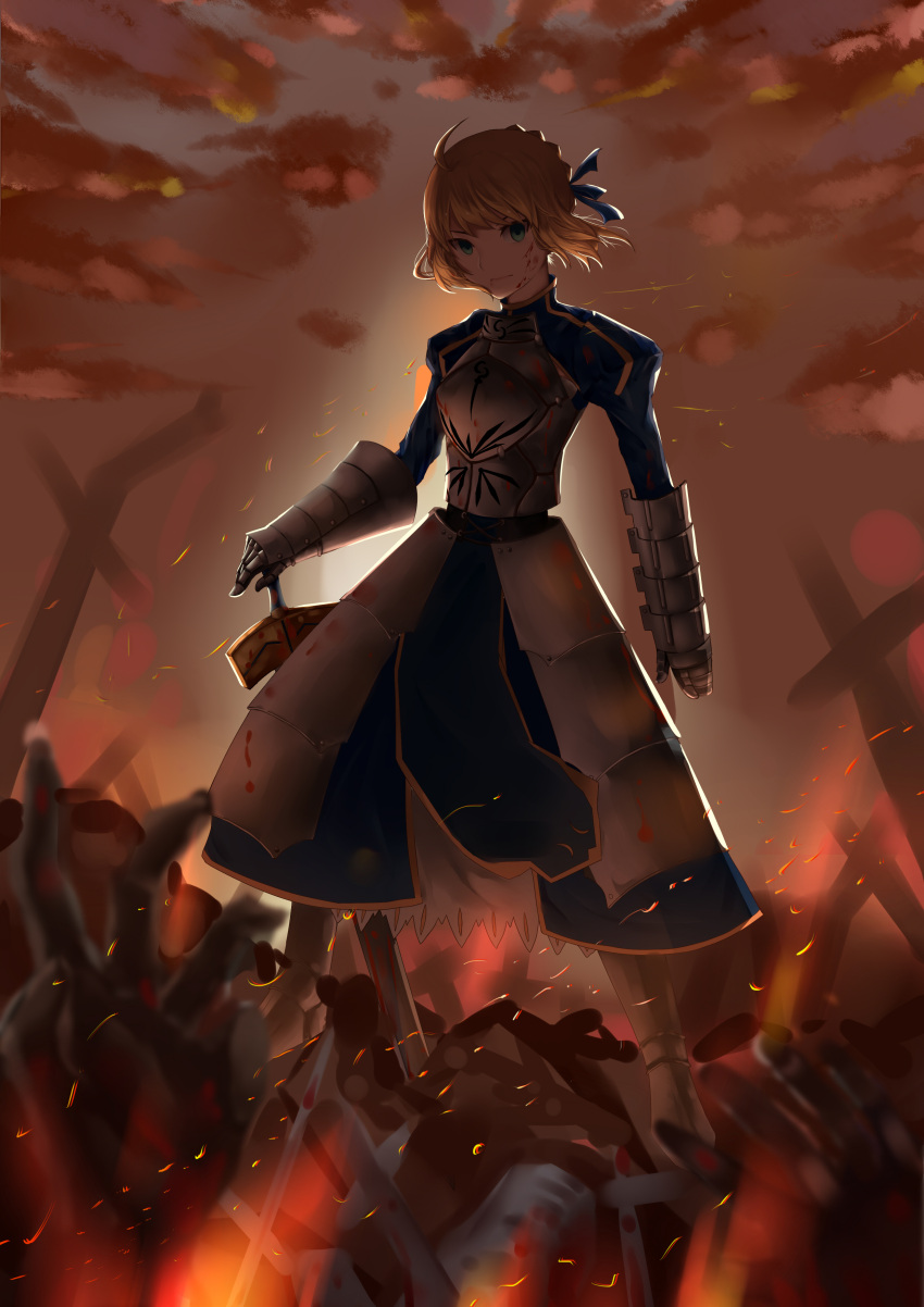 Safebooru - 1girl absurdres ahoge armor armored boots armored dress armored gloves artoria ...