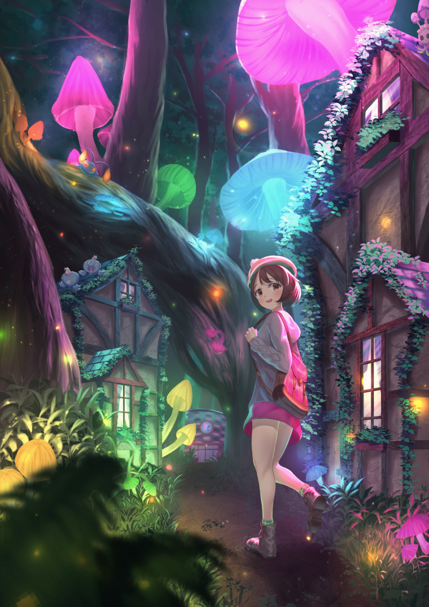 Safebooru - 1girl :d absurdres blush brown eyes brown footwear brown ...