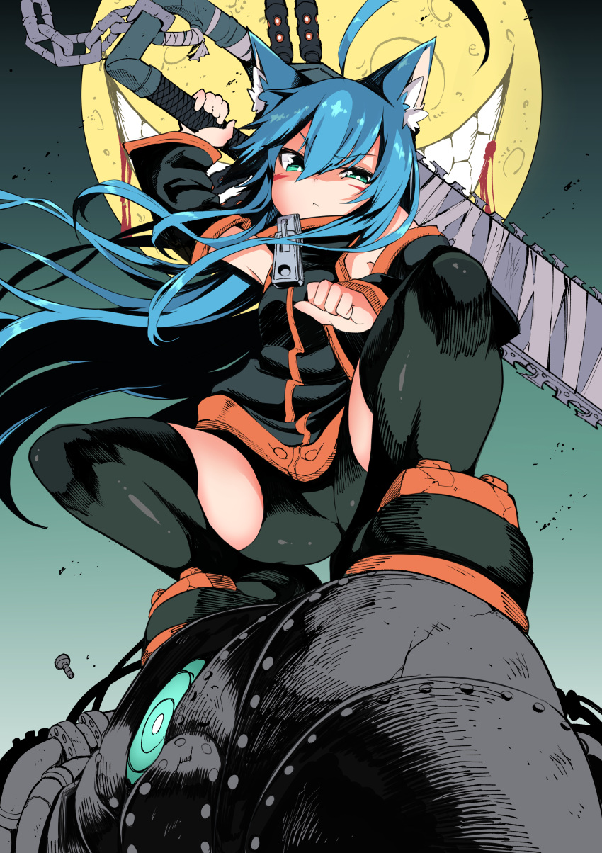 Safebooru - 1girl absurdres ahoge animal ears bare shoulders bike shorts black legwear blood ...