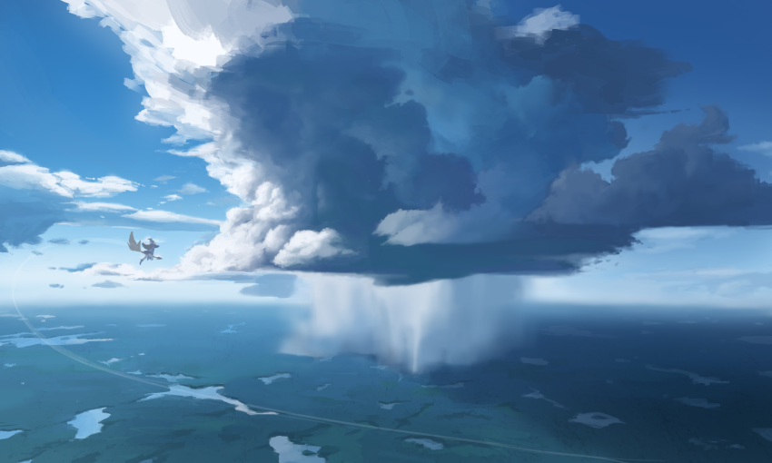 Safebooru - 1girl blue sky broom broom riding cloud focus clouds cloudy ...