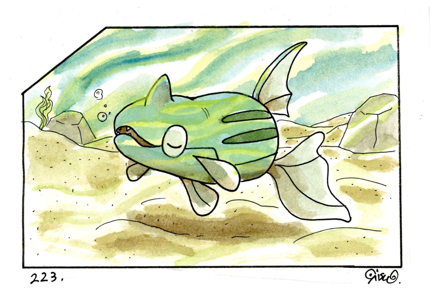 Safebooru - air bubble border bubble closed eyes fish full body highres ...