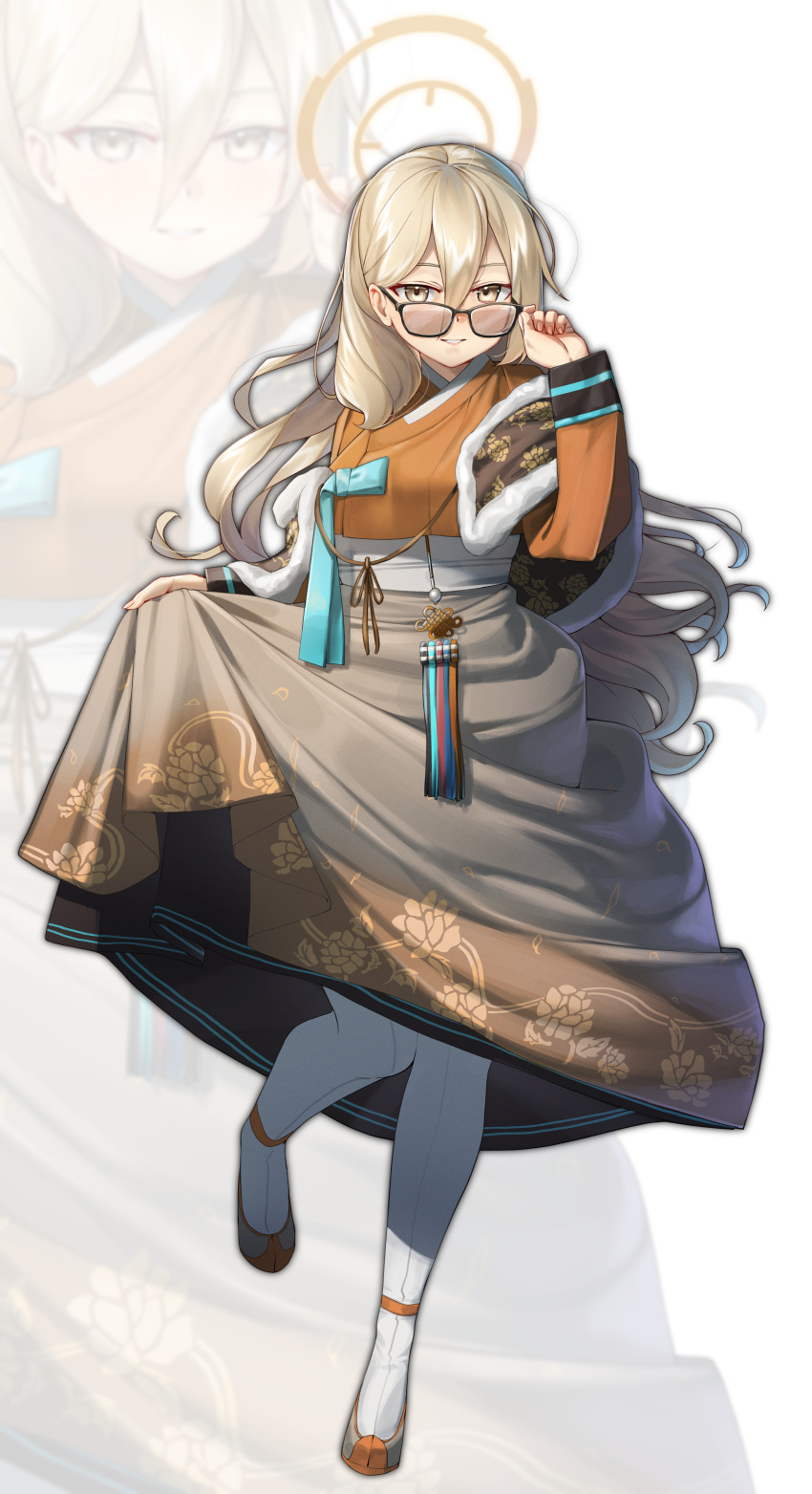 Safebooru - absurdres adjusting eyewear akane (blue archive) alternate ...