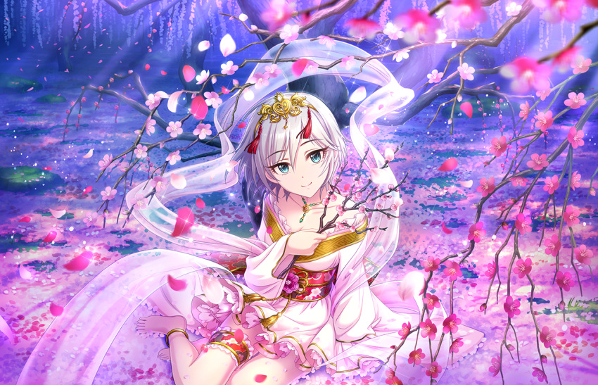 Safebooru - anastasia (idolmaster) blue eyes blush dress grey hair horns idolmaster cinderella ...