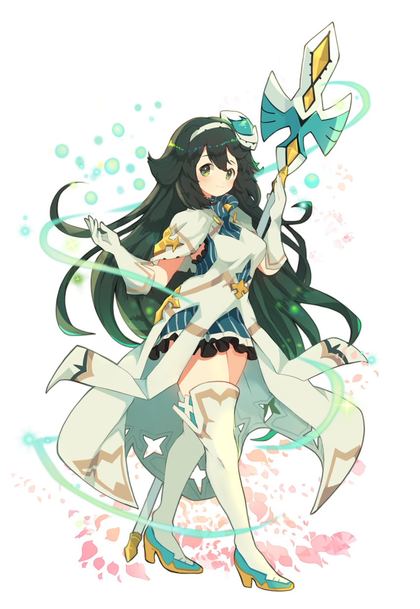 Safebooru - 1girl black hair boots dress gloves green eyes hair ...