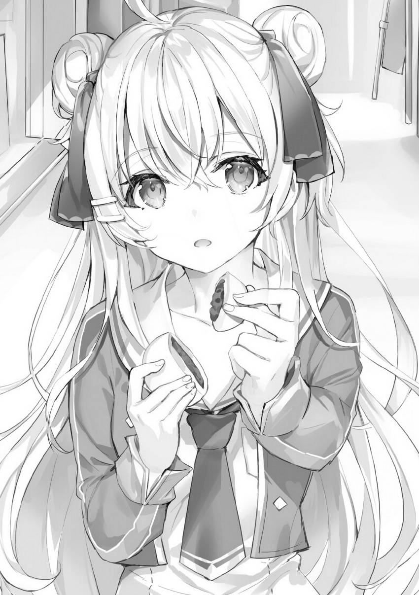 Safebooru - 1girl ahoge bangs collarbone double bun eyebrows visible ...