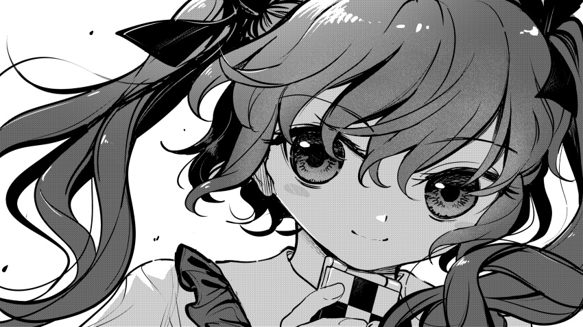 Safebooru - 1girl closed mouth greyscale highres himekaidou hatate long ...