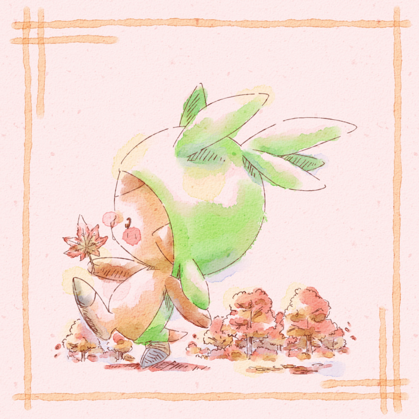 Safebooru - autumn autumn leaves blush border chespin ef74 from side ...