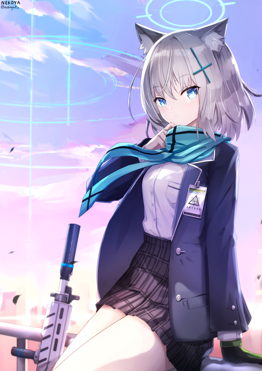 Safebooru - 1girl animal ear fluff animal ears assault rifle bangs black gloves black skirt ...