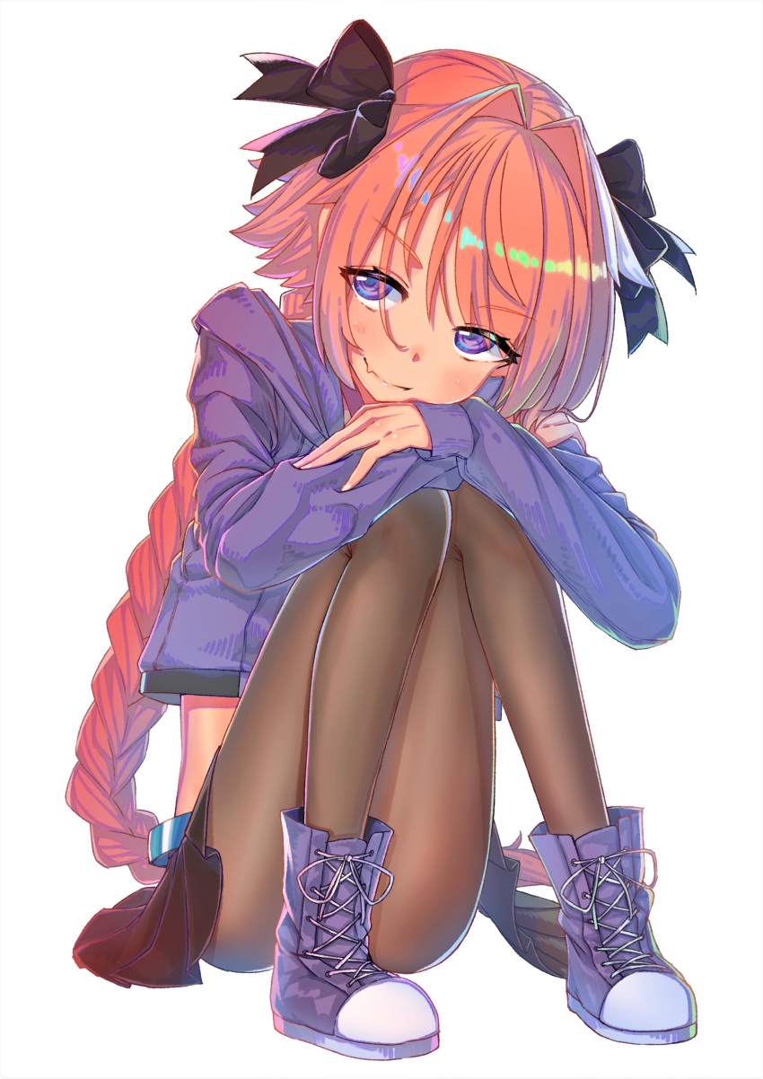 Safebooru - 1boy absurdres astolfo (fate) bangs black bow black legwear blush bow braid ...