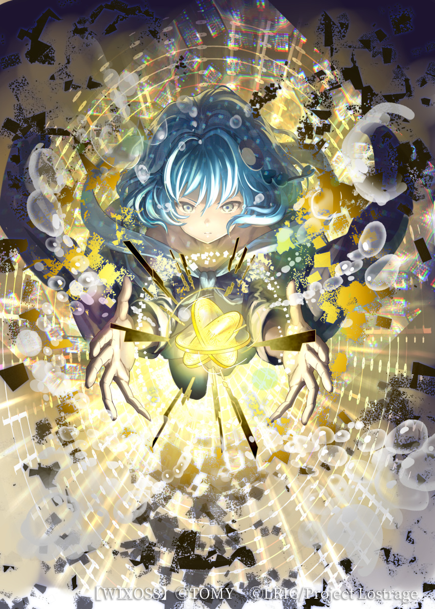 Safebooru - 1girl andou shuki blue dress blue eyes blue hair capelet ...