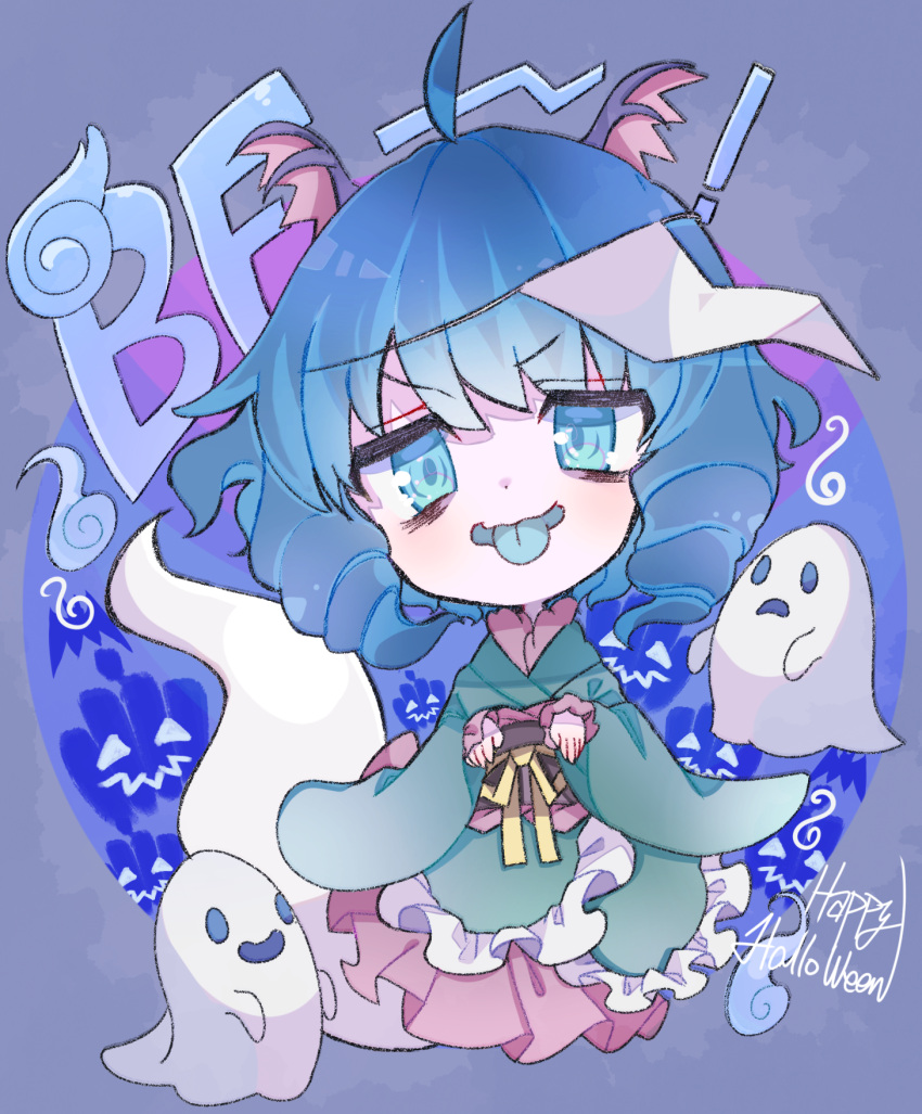 Safebooru - 1girl ahoge bags under eyes blue background blue eyes blue ...