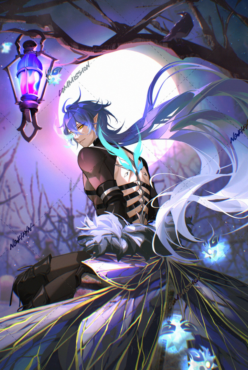 Safebooru - 1boy absurdres backless outfit branch flins (genshin impact ...