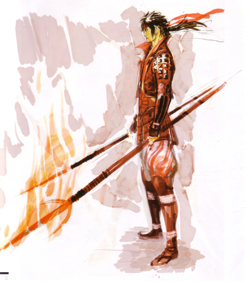 Safebooru - armor fire headband highres polearm samurai sanada yukimura ...