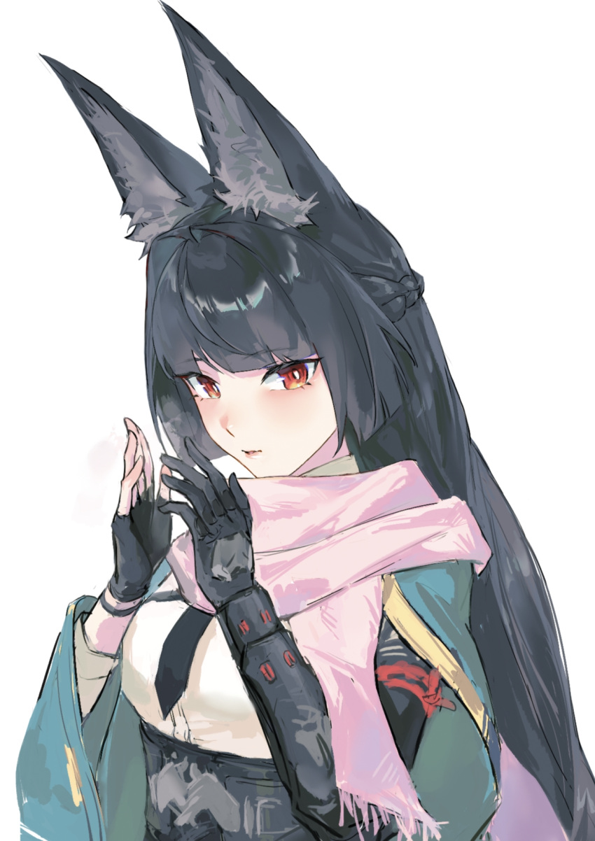 Safebooru - 1girl animal ears aqua jacket belt black hair blunt bangs ...