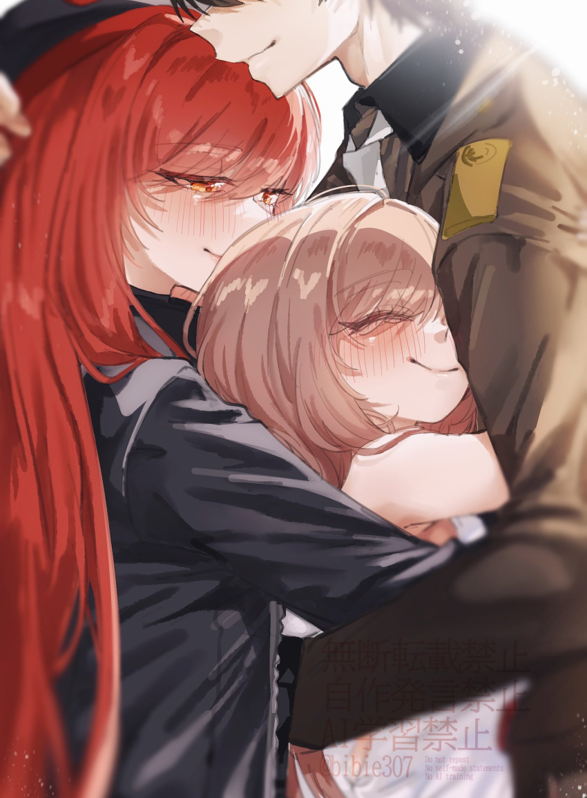 Safebooru - 1boy bibie307 blush brown hair commander (nikke) faceless ...