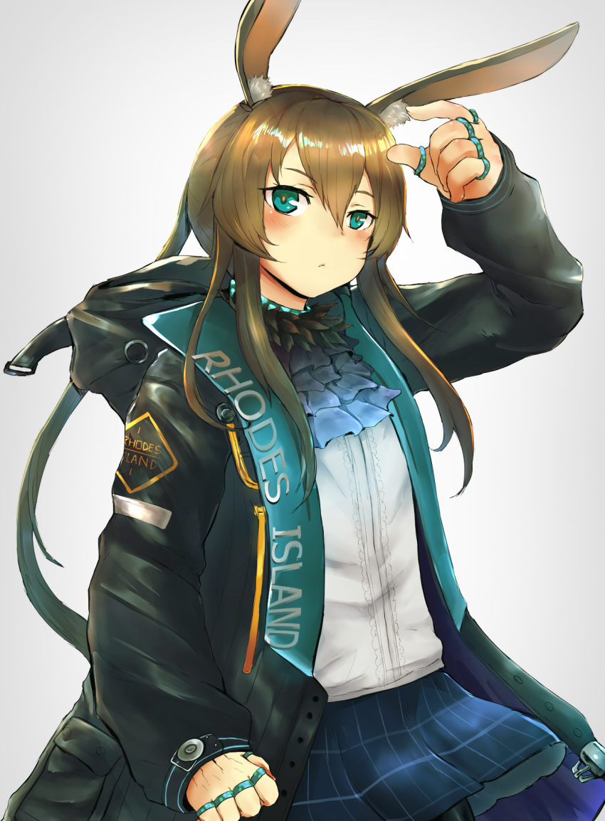 Safebooru - amiya (arknights) animal ears arknights blonde hair closed mouth commentary green ...