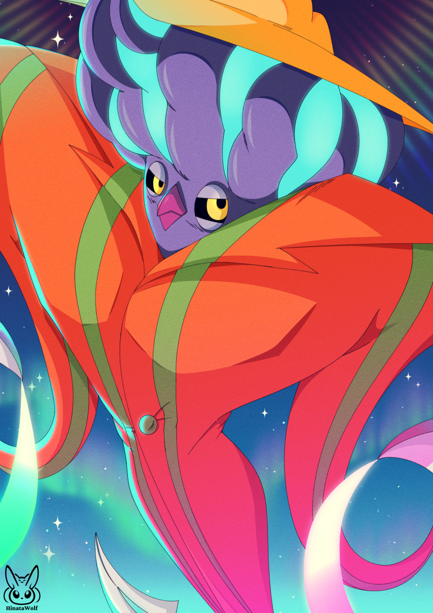 Safebooru - absurdres artist name beak black sclera blue background ...