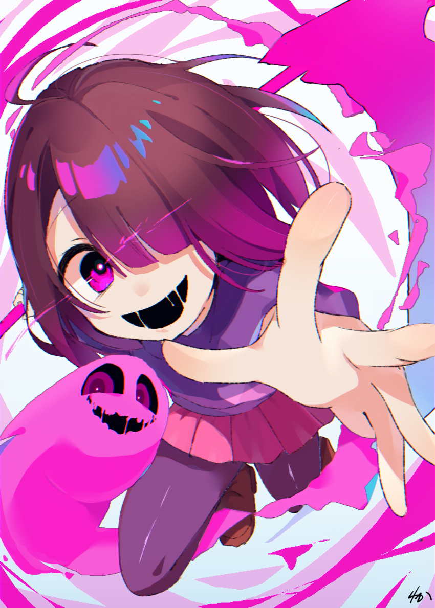 Safebooru - 1girl :d ahoge akumu (glitchtale) alternate universe ankle ...
