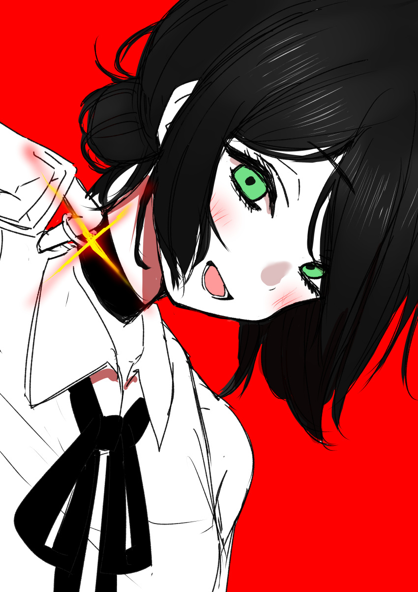 Safebooru - 1girl absurdres black choker black hair black ribbon chainsaw man choker collared ...