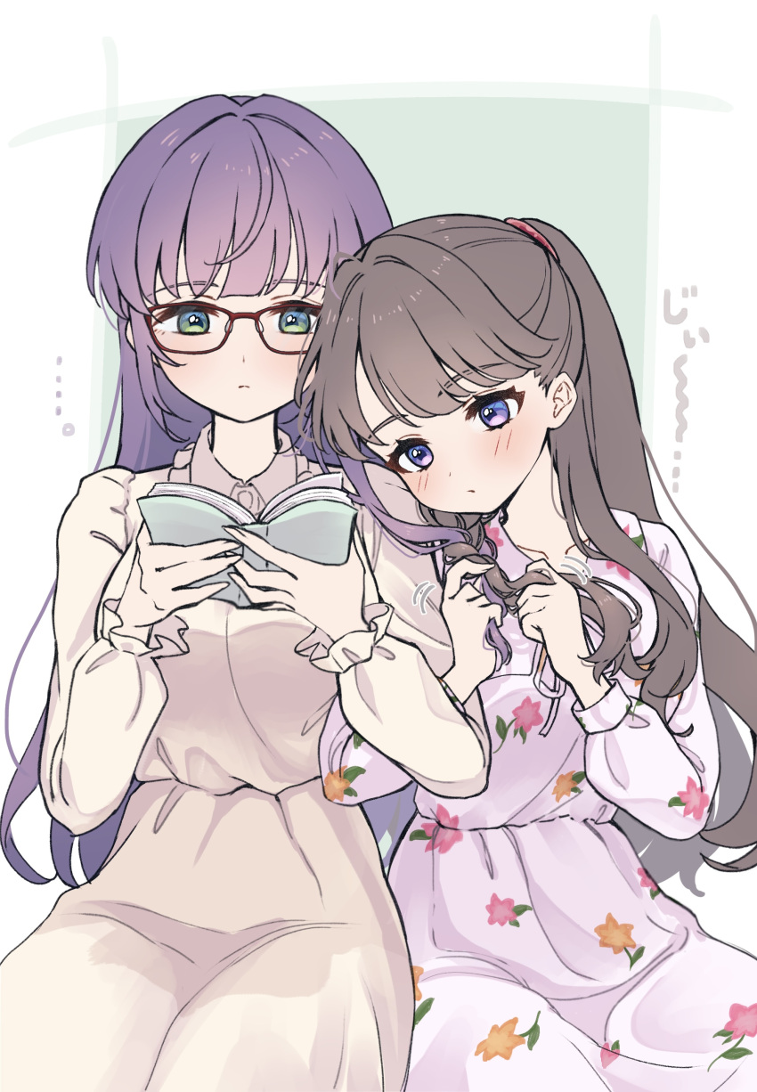 Safebooru - ... 2girls absurdres border brown hair closed mouth ...