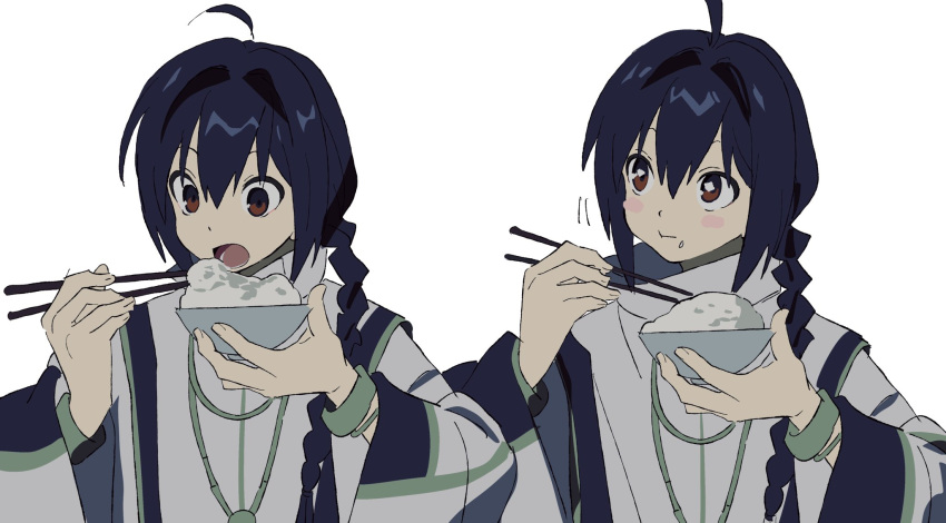 Safebooru - 1other ahoge androgynous betti (xx betti) black hair bowl ...