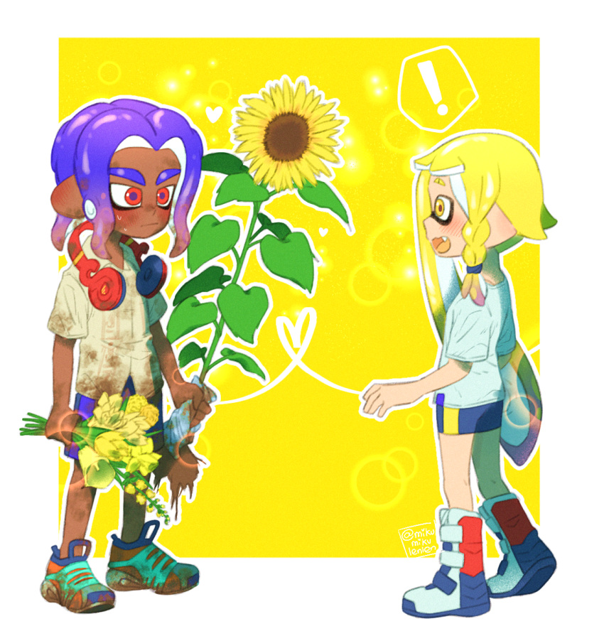 Safebooru - ! 1boy 1girl aqua shoes ariamikukanzaki blonde hair blue ...