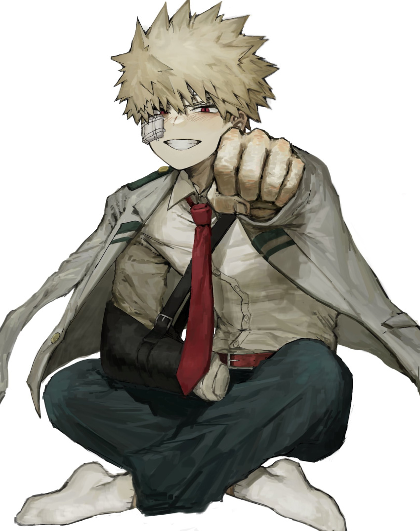 Safebooru - 1boy arm sling bakugou katsuki black pants blonde hair bn ...