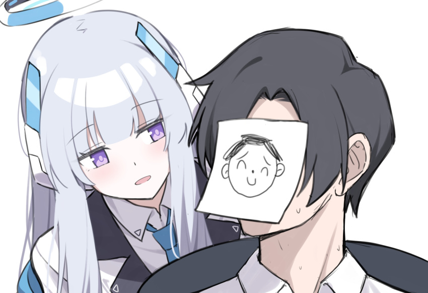 Safebooru - 1boy 1girl black hair blue archive blue necktie commentary ...