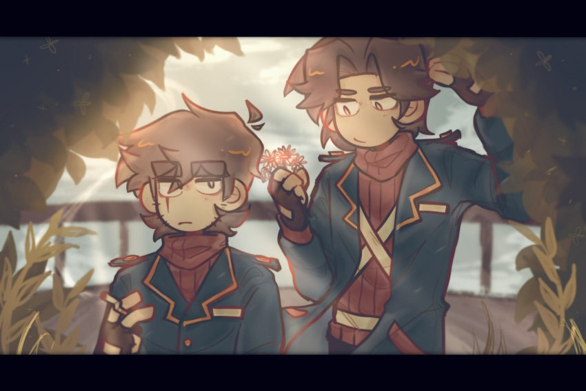 Safebooru - 2boys belo icey black gloves blue coat blurry blurry ...