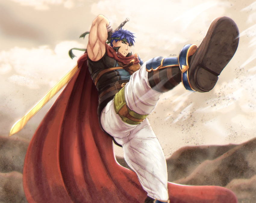 Safebooru - 1boy blue hair cape commentary english commentary fire ...