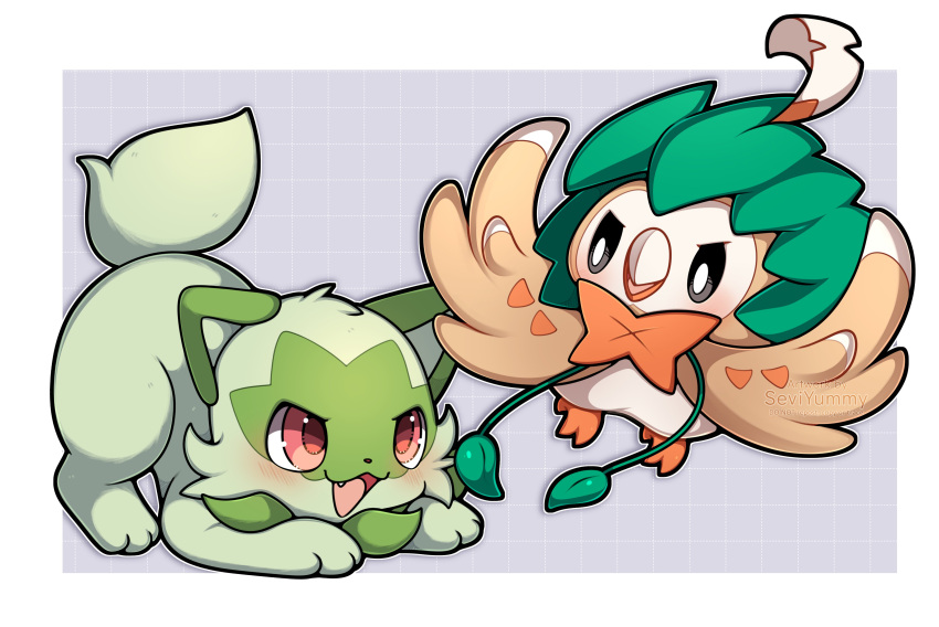 Safebooru - absurdres animal focus beak bird blush cat fang flying ...