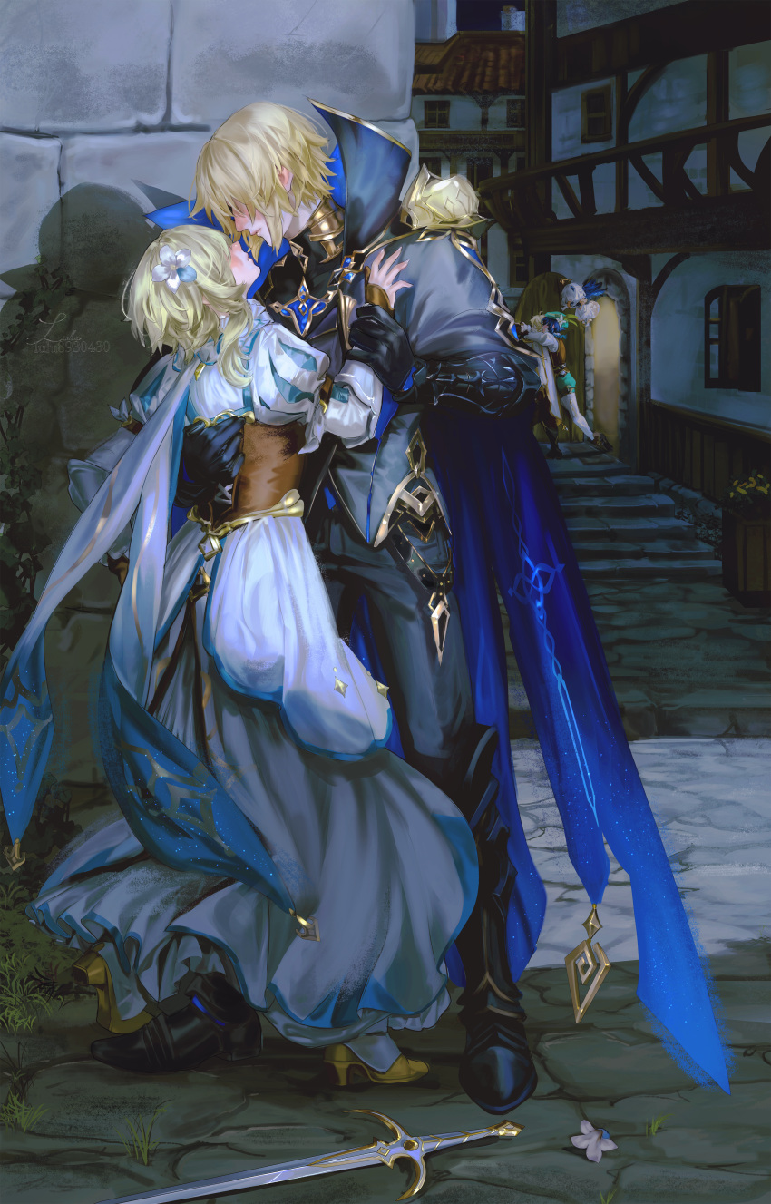 Safebooru - 2girls 3boys absurdres aether (genshin impact) ahoge bard ...