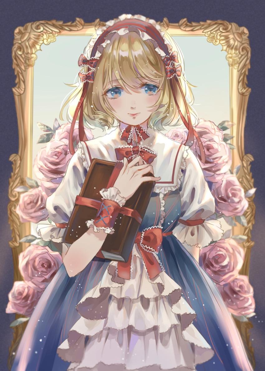 Safebooru - 1girl absurdres alice margatroid ascot bangs blonde hair blue dress blue eyes blush ...