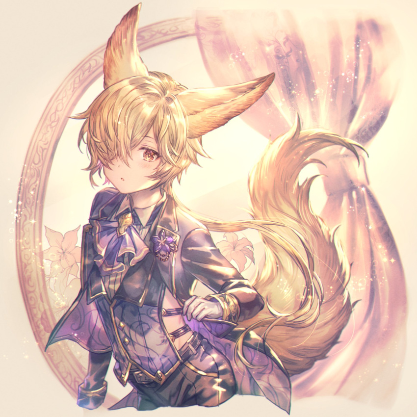 Safebooru - 1boy animal ears backless outfit blonde hair brown eyes erune formal fox boy fox ...