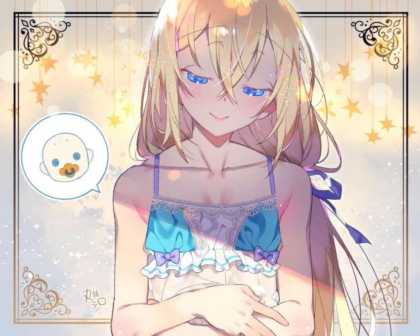 Safebooru - 1boy :> akemaru babydoll bangs bishounen blonde hair blue eyes blush ...