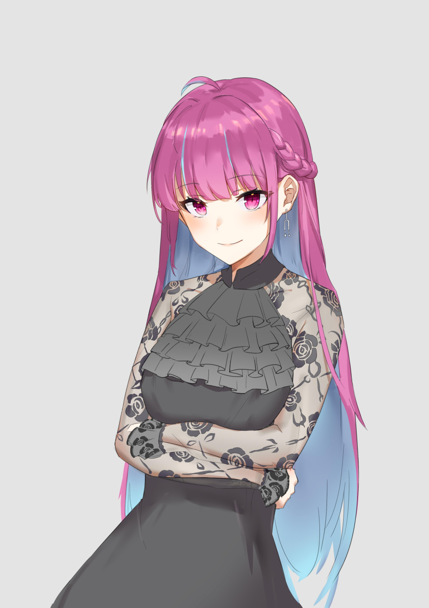 Safebooru - 1girl absurdres ahoge alternate costume alternate hairstyle aqua hair black dress ...