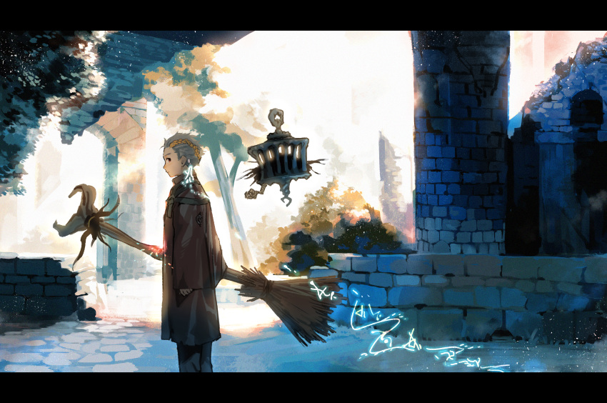 Safebooru - 1boy absurdres aynoh blonde hair braid broom cage closed ...