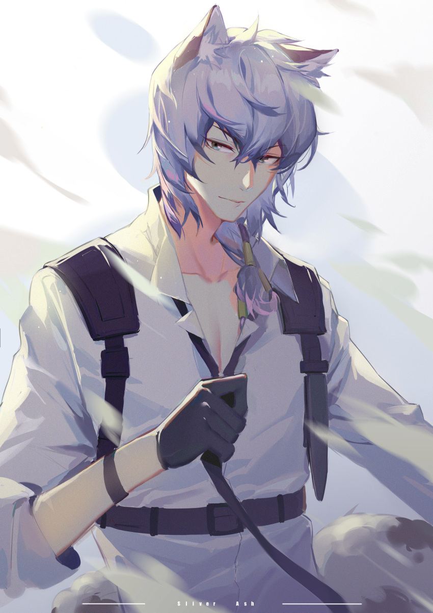 Safebooru - 1boy absurdres animal ear fluff animal ears arknights bangs belt black belt black ...