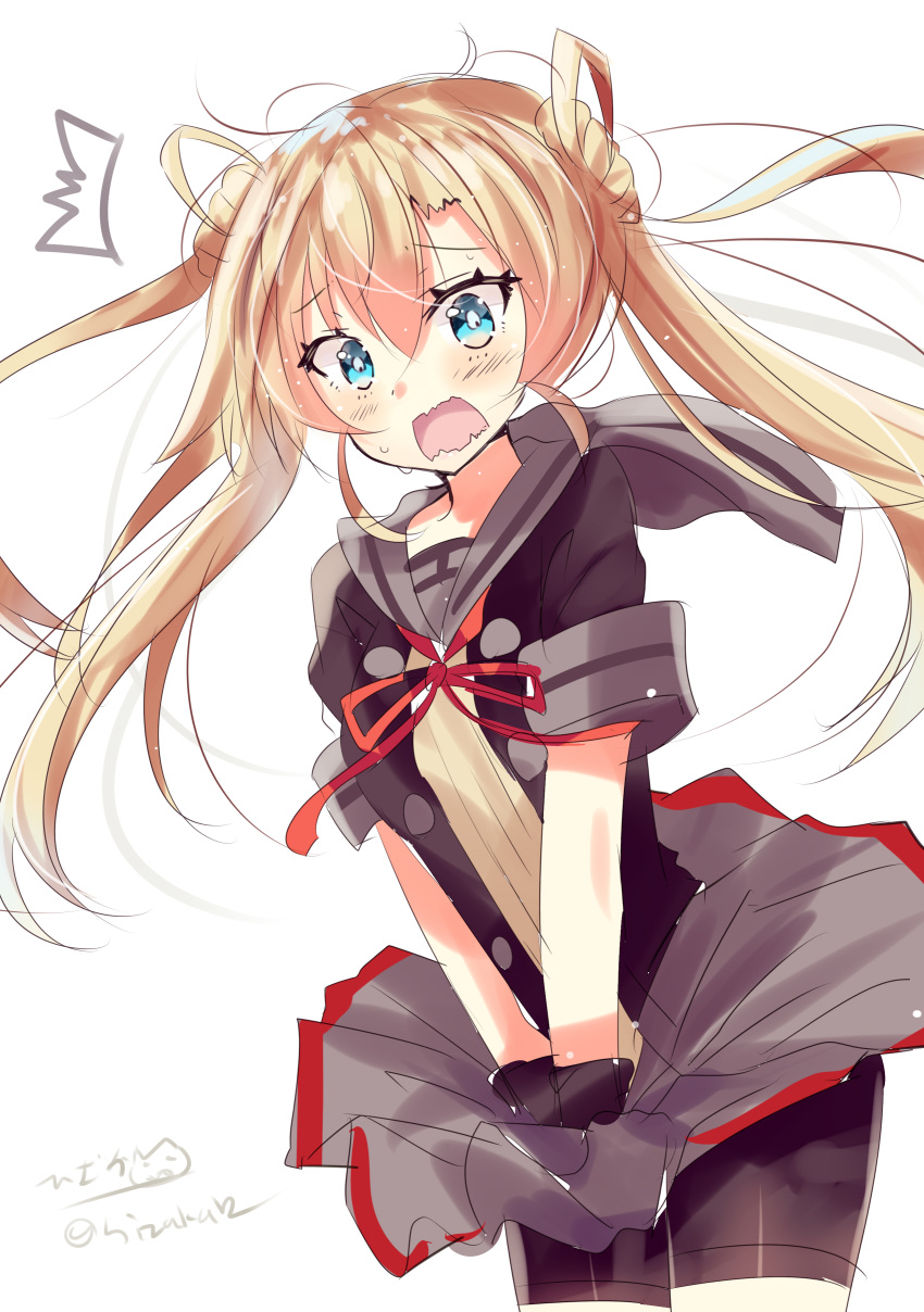 Safebooru - 1girl absurdres abukuma (kantai collection) bike shorts black gloves blonde hair ...