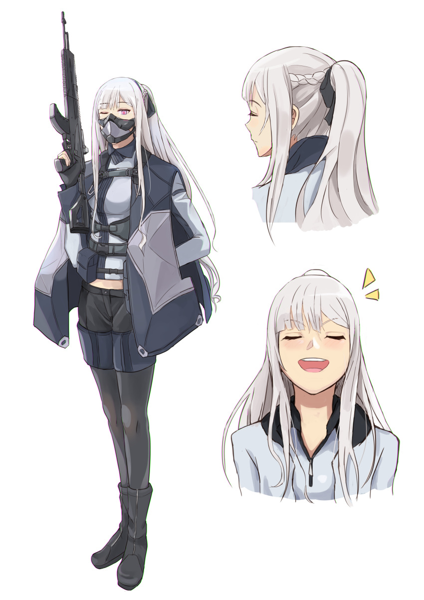 Safebooru - 1girl :d absurdres ak-12 (girls frontline) assault rifle ...