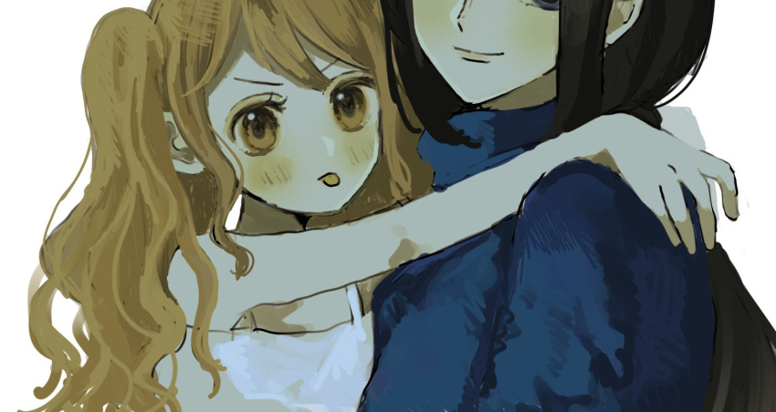 Safebooru - 2girls aknotn3 blue sweater blush carrying carrying person ...