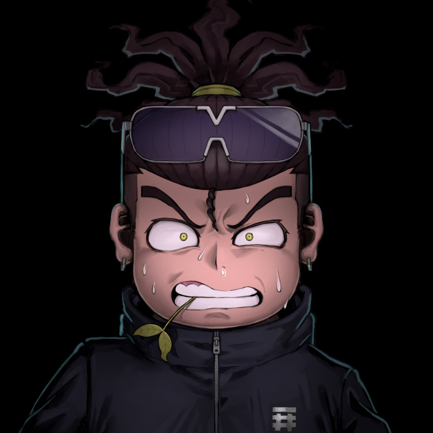 Safebooru - 1boy angry batten xxxx black background black jacket ...
